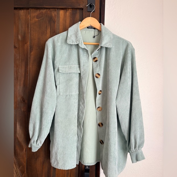 Nasty Gal | Tops | Nasty Gal Oversized Mint Corduroy Shacket Nwot ...